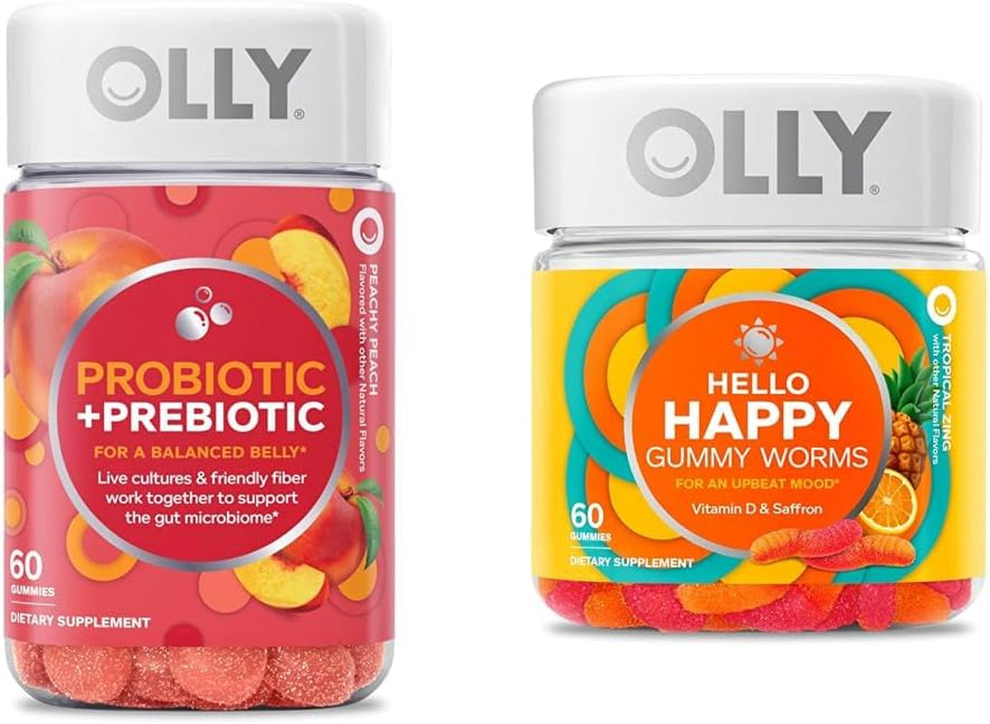 OLLY Probiotic + Prebiotic Gummy Digestive Support 60 Count and Hello